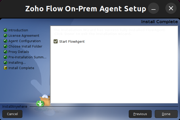 Installing Zoho Flow Agent