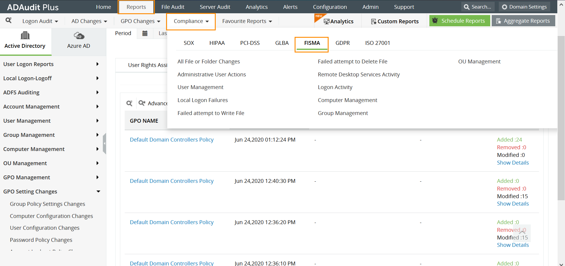 FISMA compliance checklist | ManageEngine ADAudit Plus