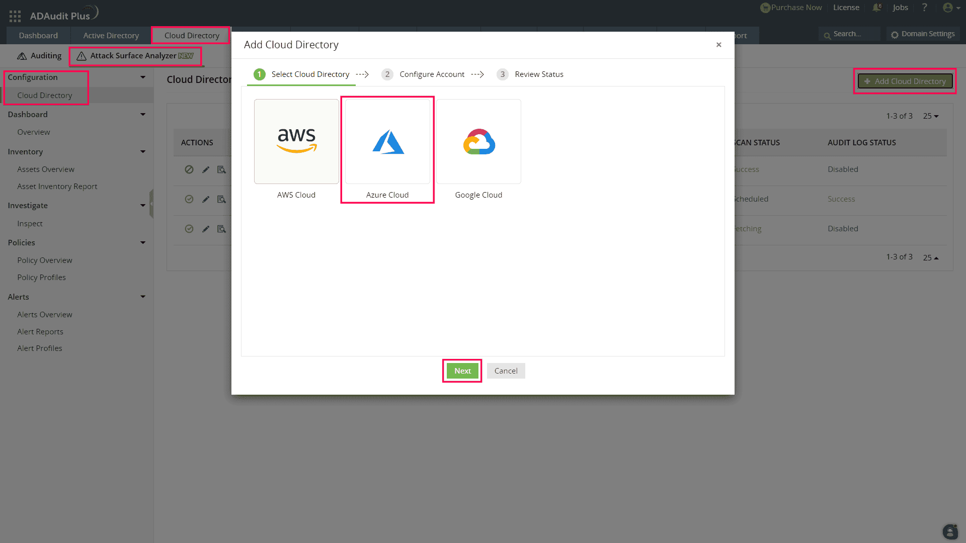 Azure Cloud | Attack Surface Analyzer | ADAudit Plus