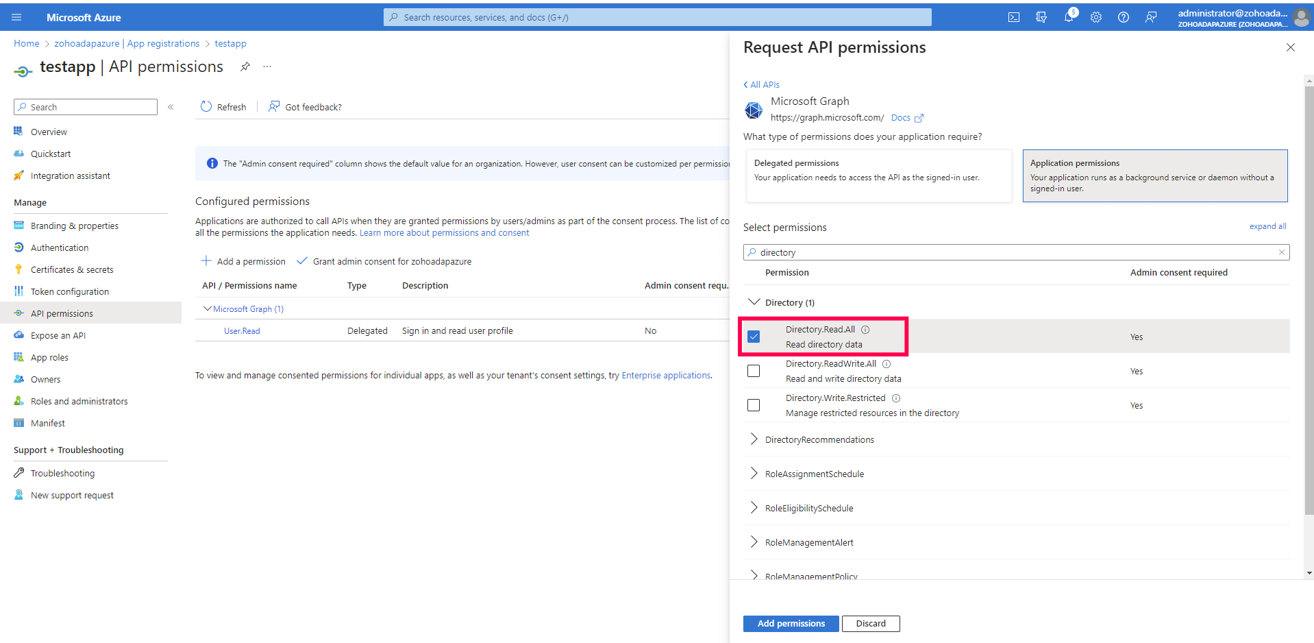 Configure an Azure application and privileges | Azure file share auditing guide | ADAudit Plus
