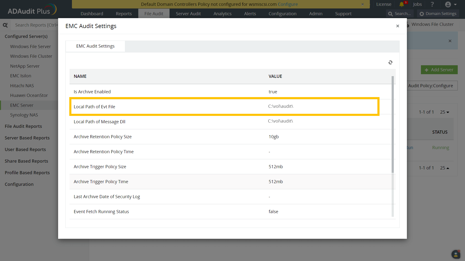 Troubleshooting Emc Auditing Emc Server Guide Manageengine Adaudit Plus