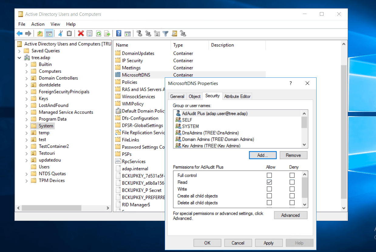 Other privileges | Service account guide | ADAudit Plus
