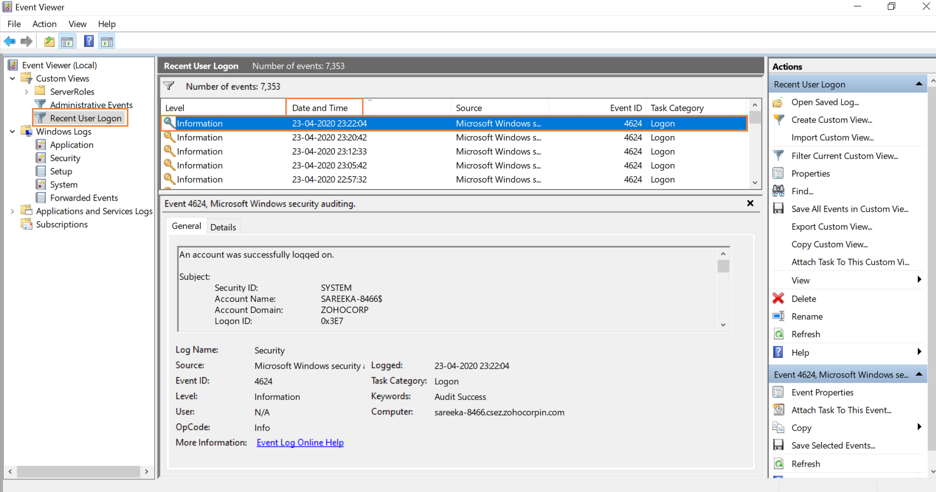 How to track recent user logon activity | ManageEngine ADAudit Plus