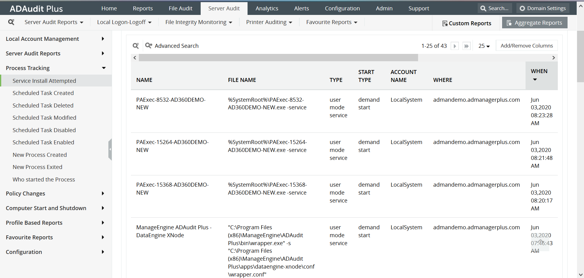 What is ProcessActivityView and how to use it | ManageEngine ADAudit Plus
