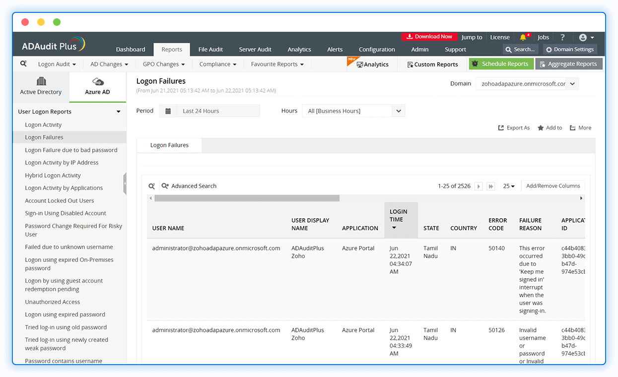 Azure Active Directory Reports ManageEngine ADAudit Plus Azure Active Directory Reports ManageEngine ADAudit Plus