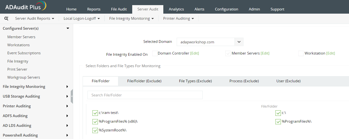 Get-fileintegrity | ManageEngine ADAudit Plus
