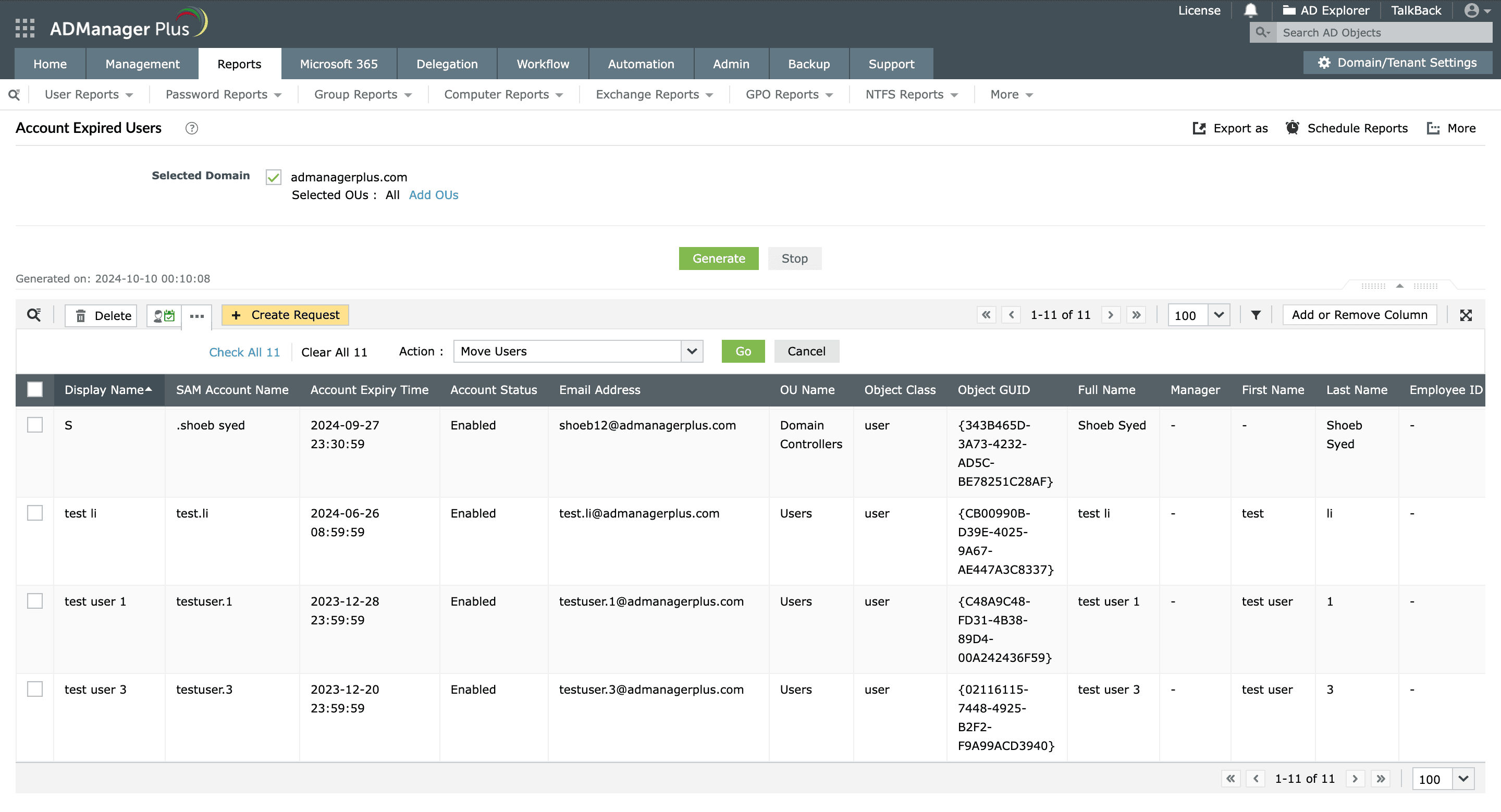How to find expired accounts in Active Directory | ManageEngine ADManager Plus