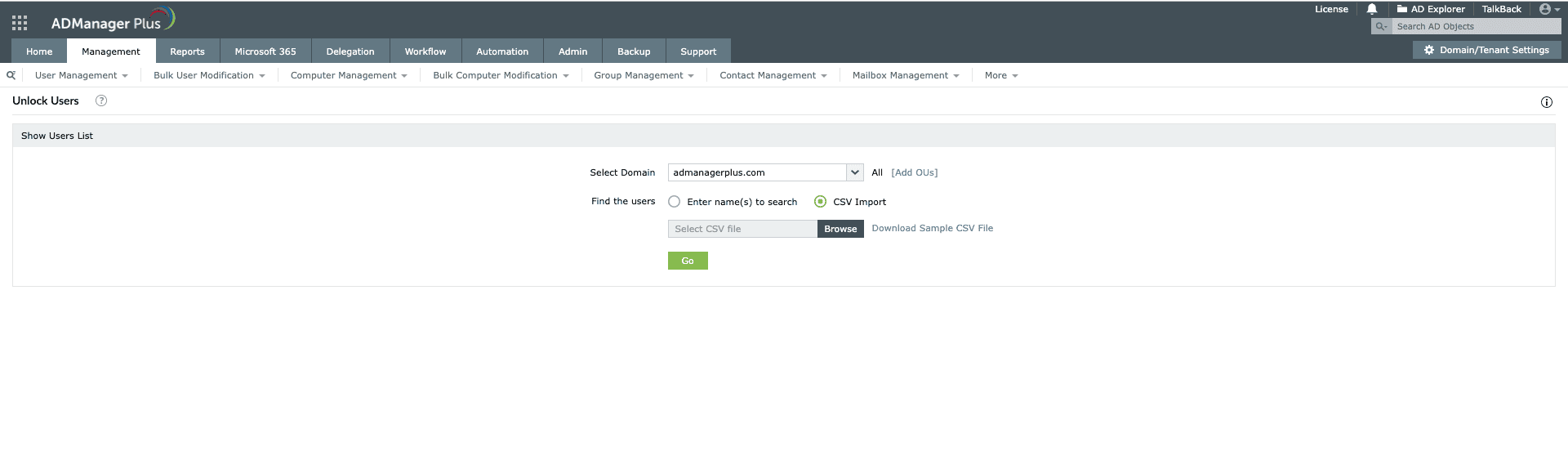 Unlock Active Directory Accounts | ManageEngine ADManager Plus