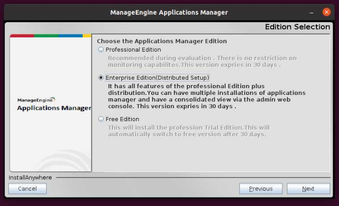 Install the Enterprise Edition of Applications Manager- Applications Manager User Guide