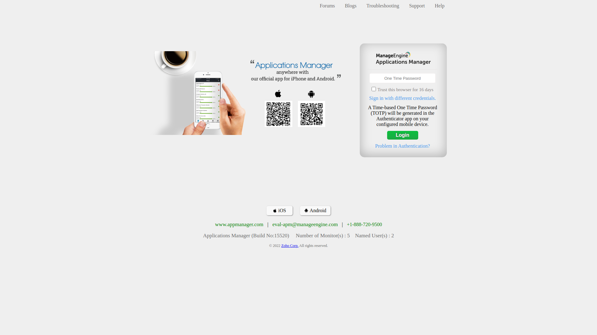 Two-Factor Authentication - Applications Manager User Guide