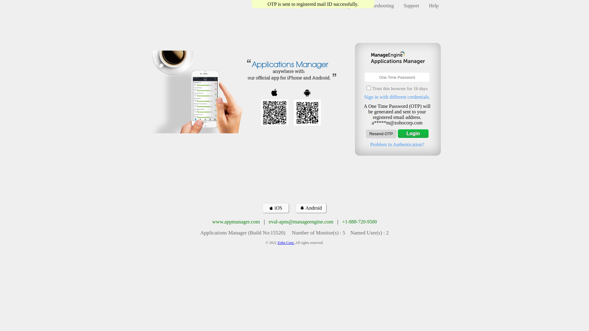 Two-Factor Authentication - Applications Manager User Guide