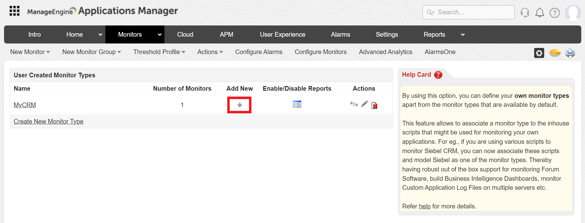 ManageEngine Applications Manager | User Defined Monitor Type Creation