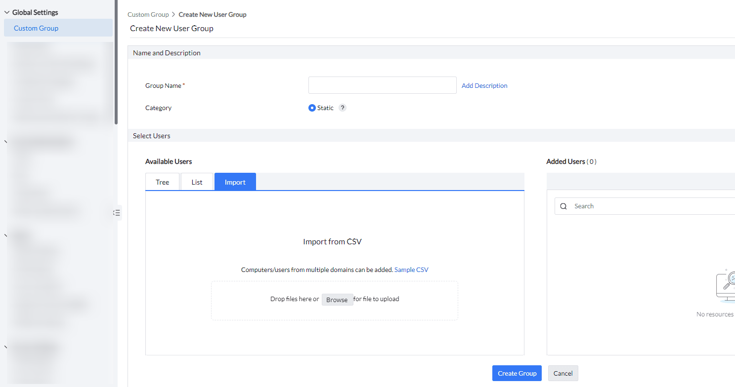 Custom Groups | ManageEngine Endpoint Central