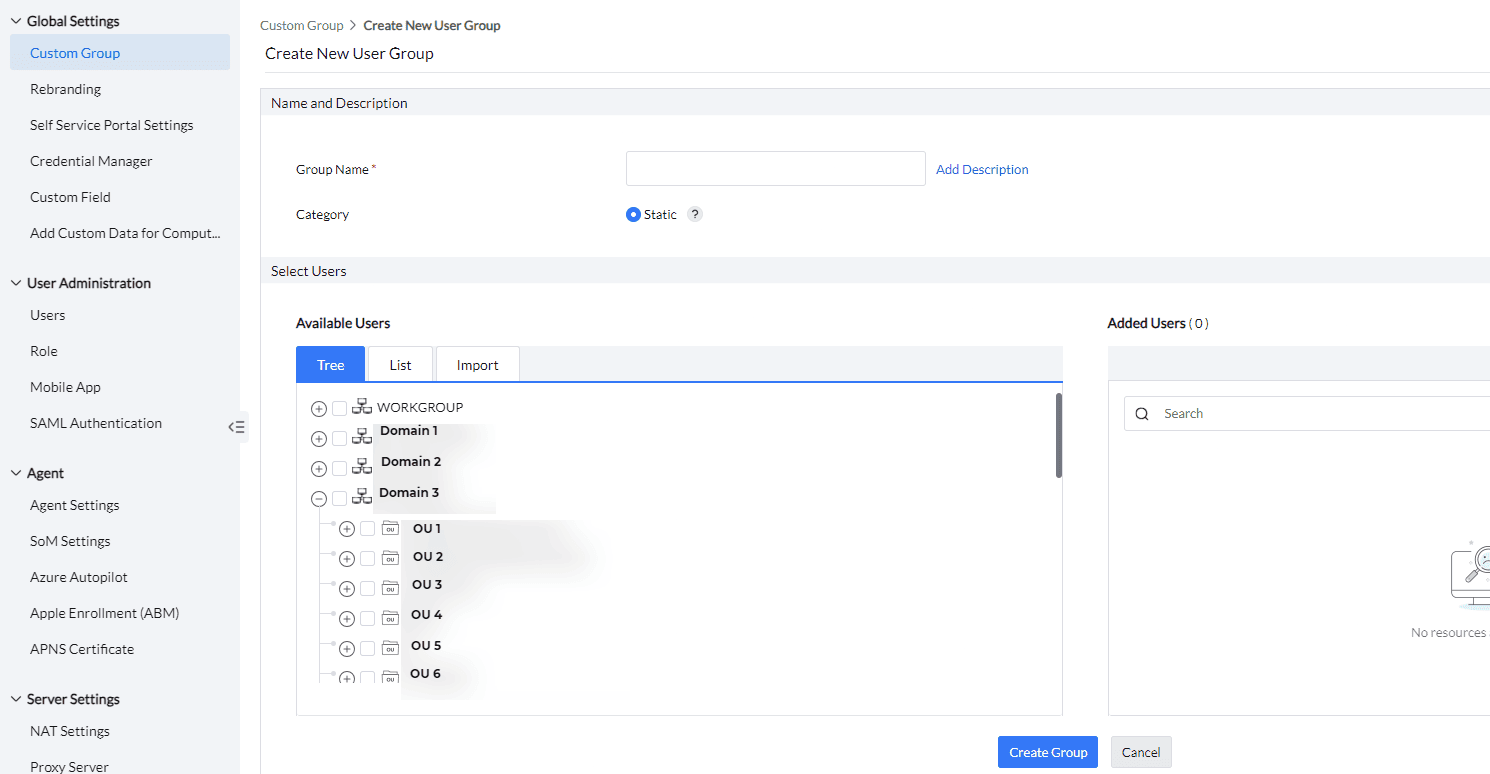 Custom Groups | ManageEngine Endpoint Central