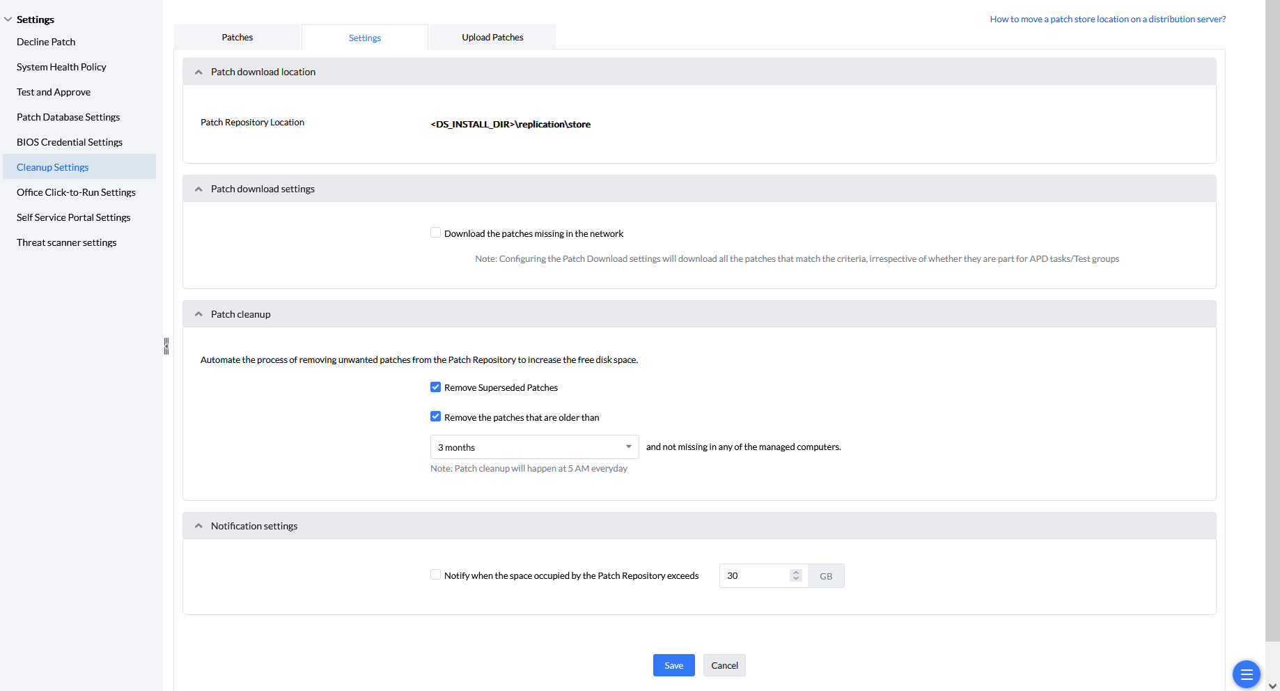 Cleanup Settings | Endpoint Central