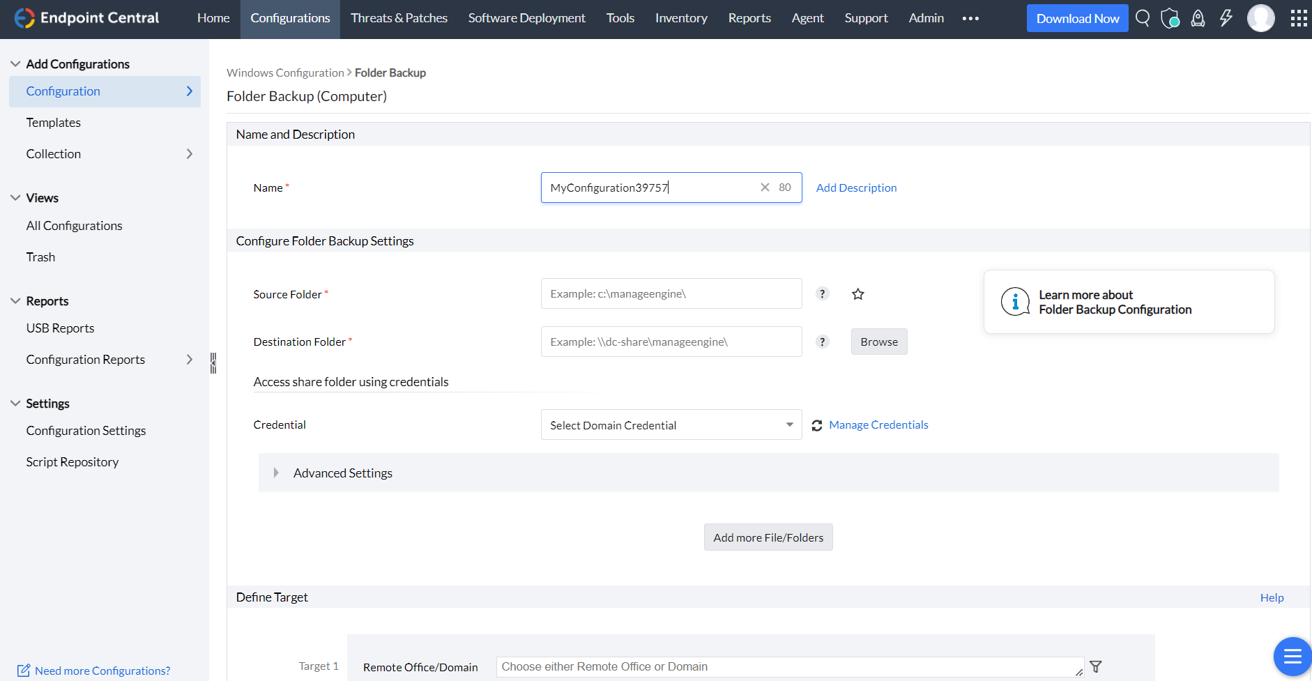 Folder Backup| Endpoint Central