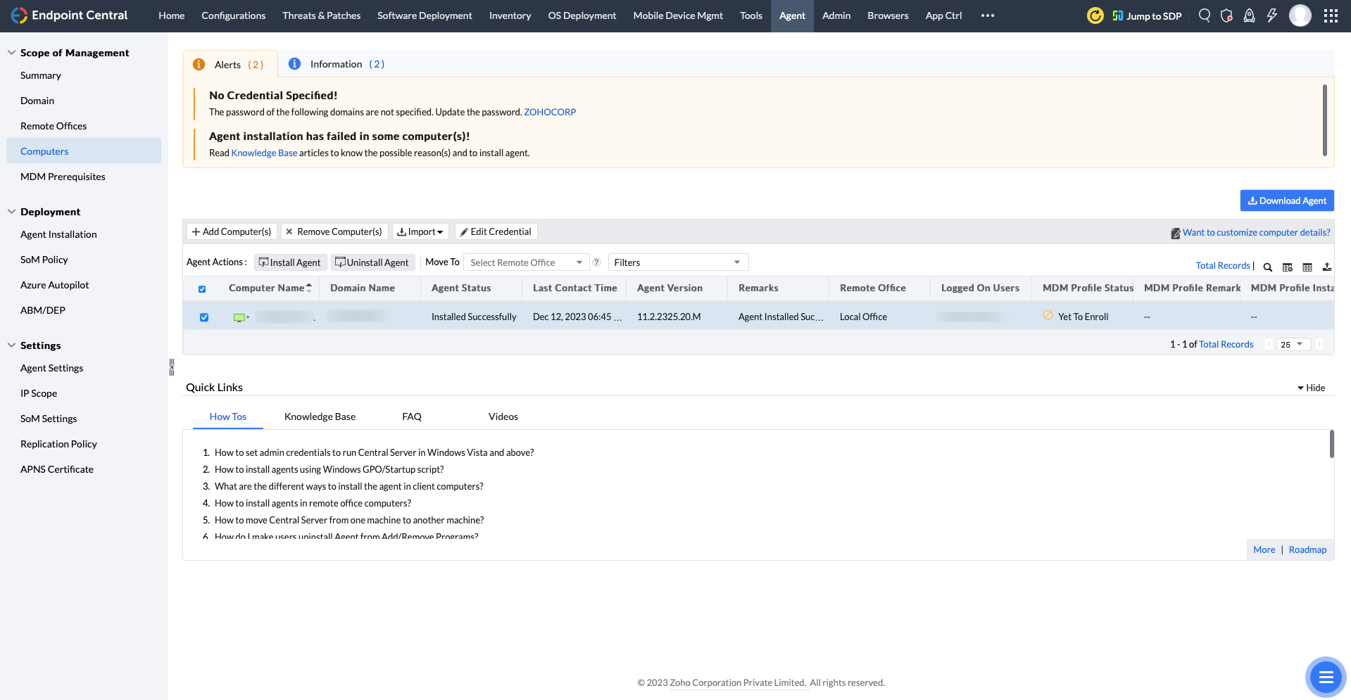 Managing Mac computers | Endpoint Central Mac Agent Installation ...