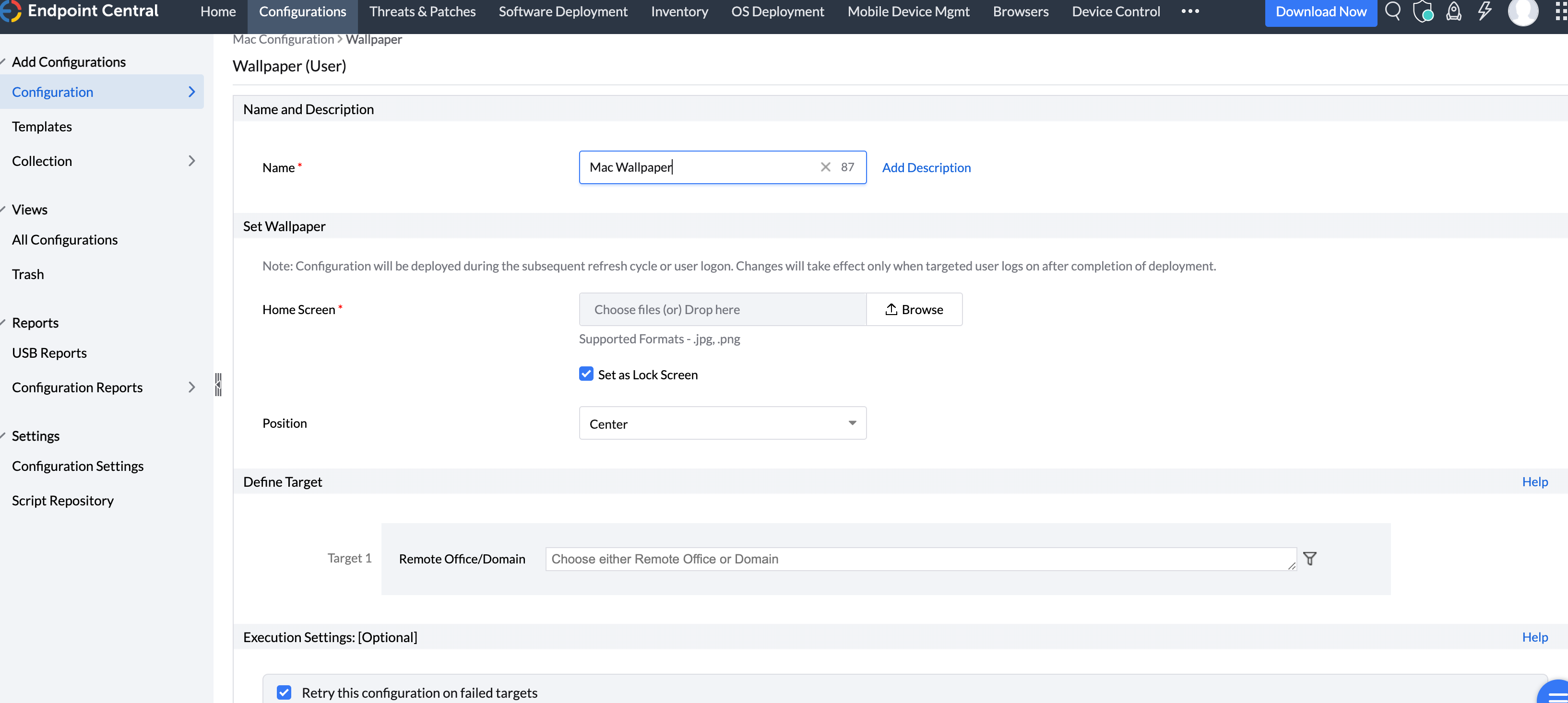 Deploying Mac Wallpaper | ManageEngine Endpoint Central