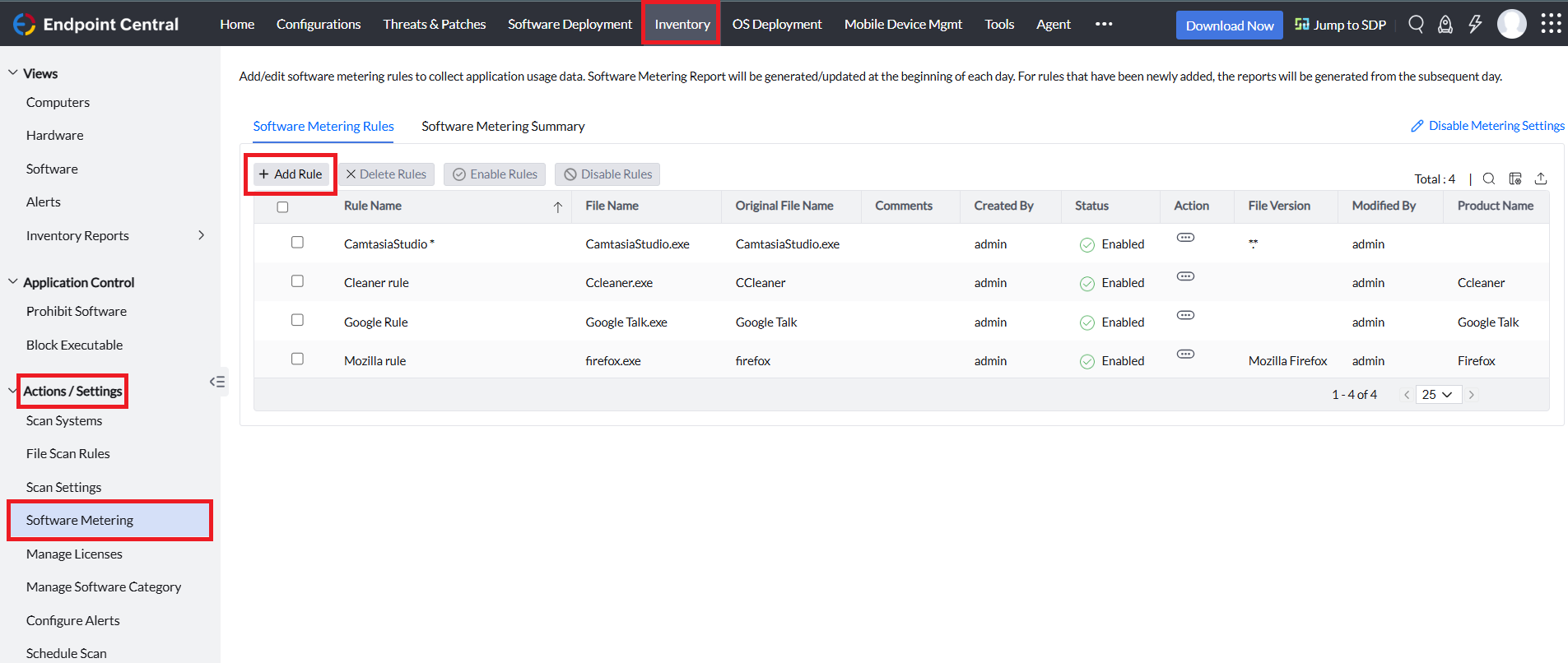 Software Metering Manageengine Endpoint Central