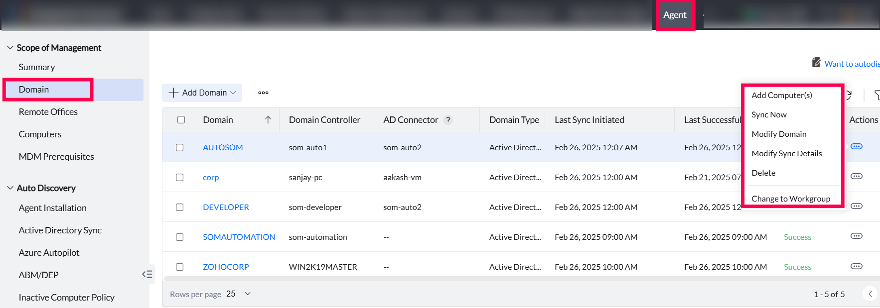 Adding Domains | ManageEngine Endpoint Central