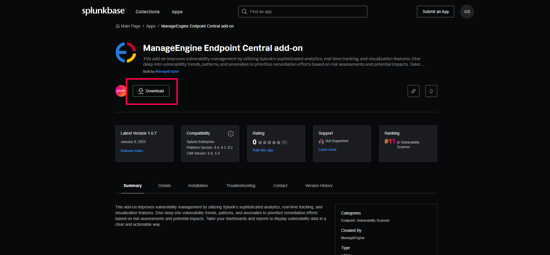 Splunk Integration | ManageEngine Endpoint Central