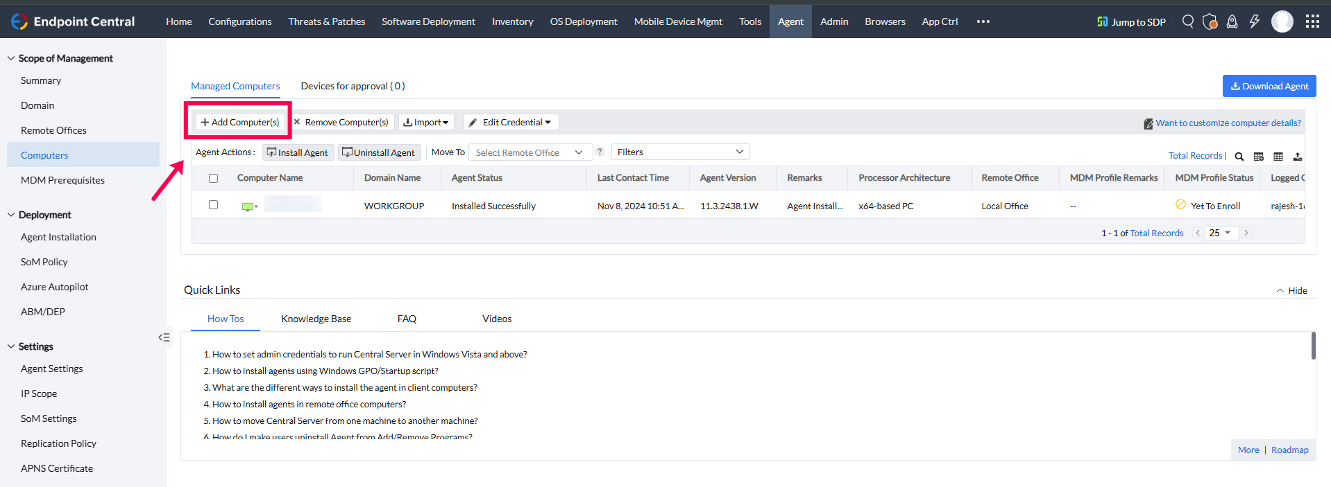 Agent installation Linux | ManageEngine Endpoint Central