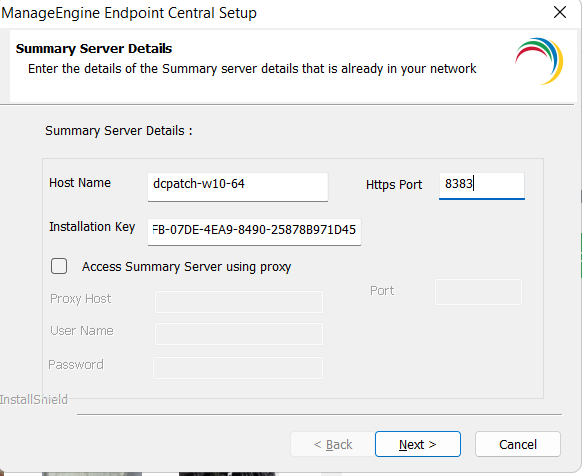 Summary Server and Probe Installation