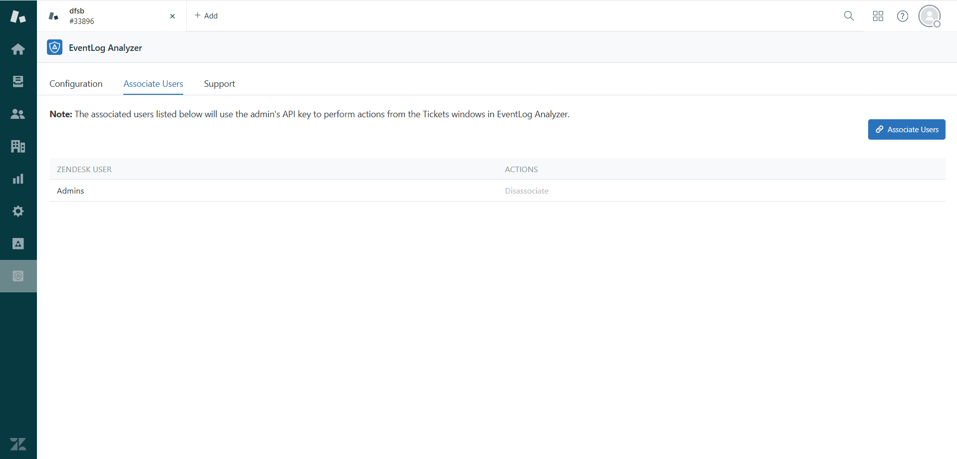 Zendesk integration with EventLog Analyzer