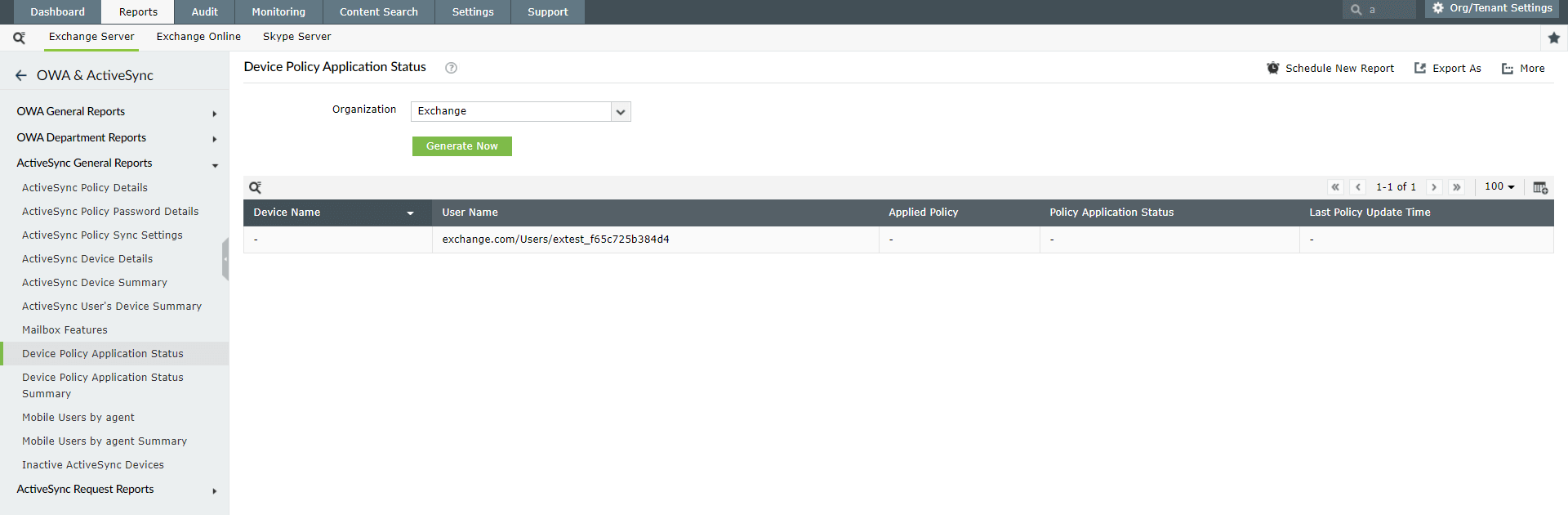 Microsoft 365 ActiveSync Reports