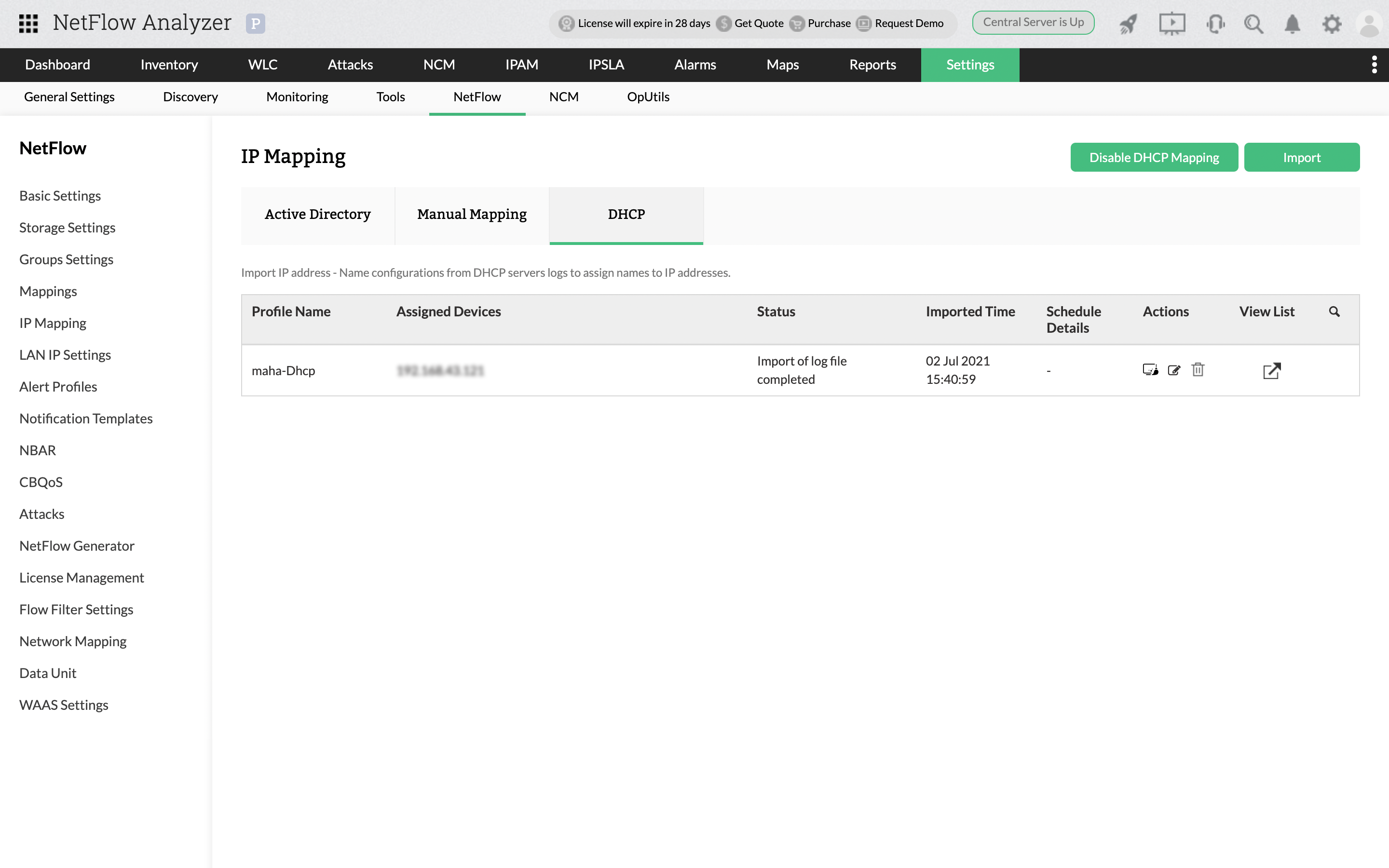 Mapping users with IP Address - ManageEngine NetFlow Analyzer Help