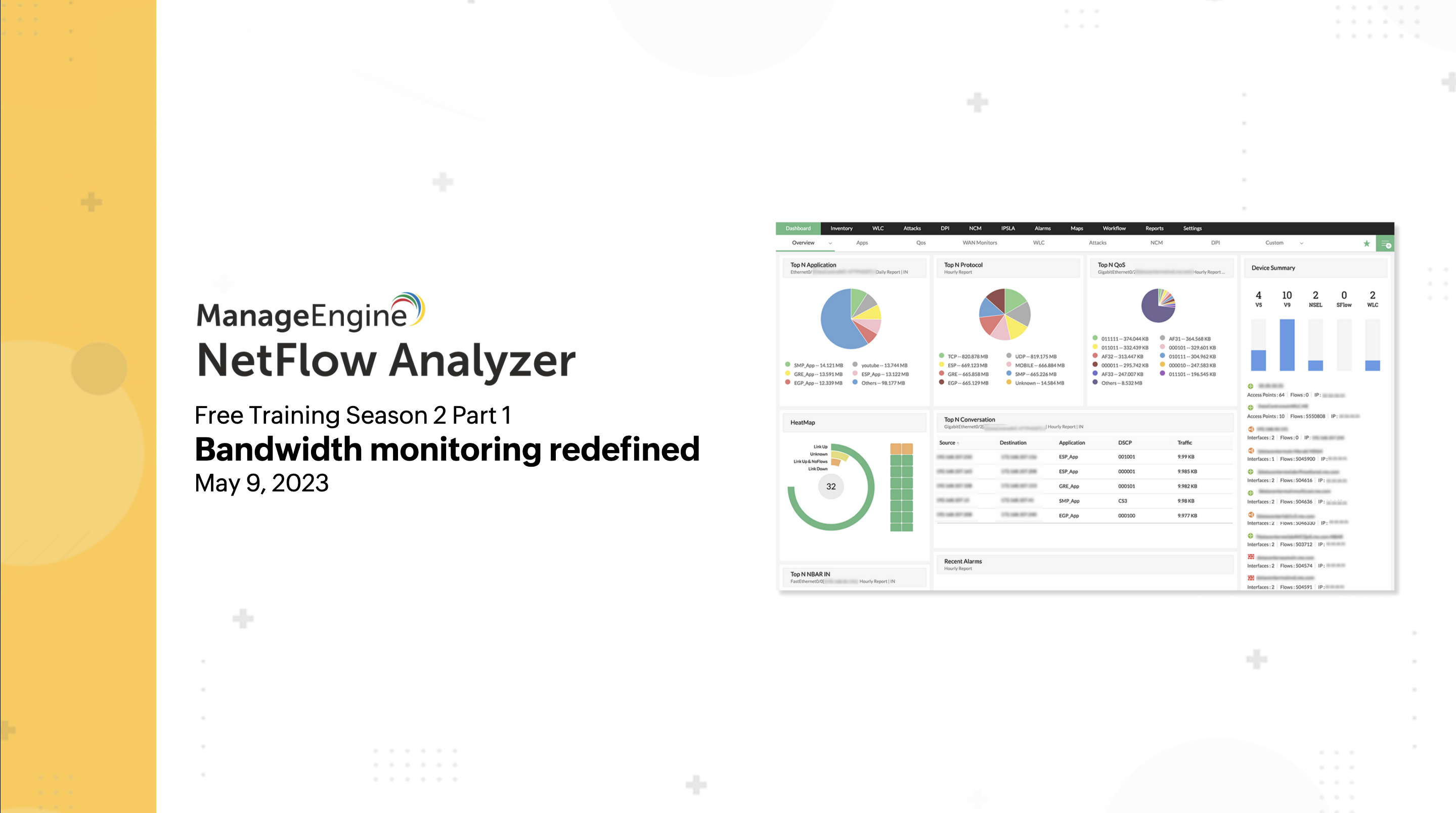 Bandwidth monitoring redefined - NetFlow Analyzer Free Training Season 2 Part 1 GMT - May 09, 2023