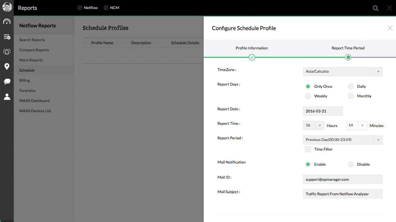 Scheduling Reports Using Netflow Analyzer