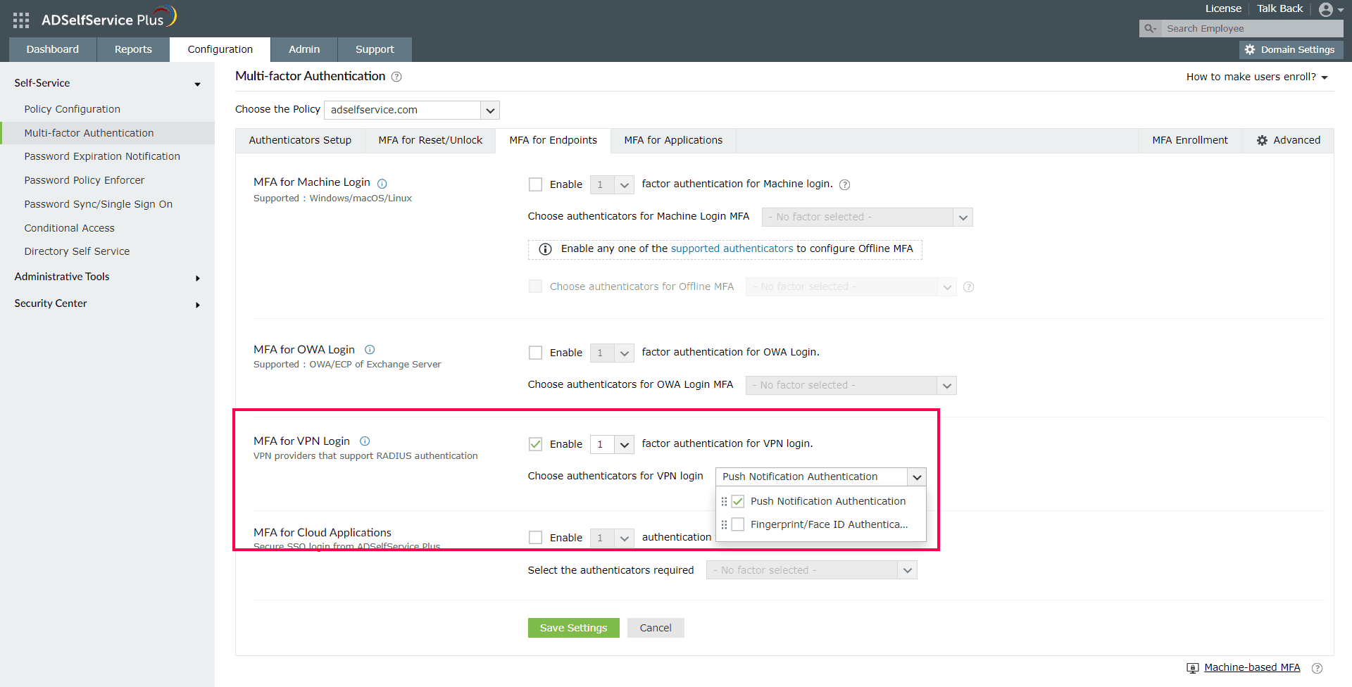How to configure MFA for Microsoft RD Gateway with ADSelfService Plus | ManageEngine