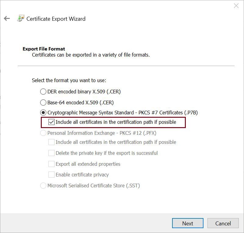 P7B Ceritificate Install in ADSelfService Plus.