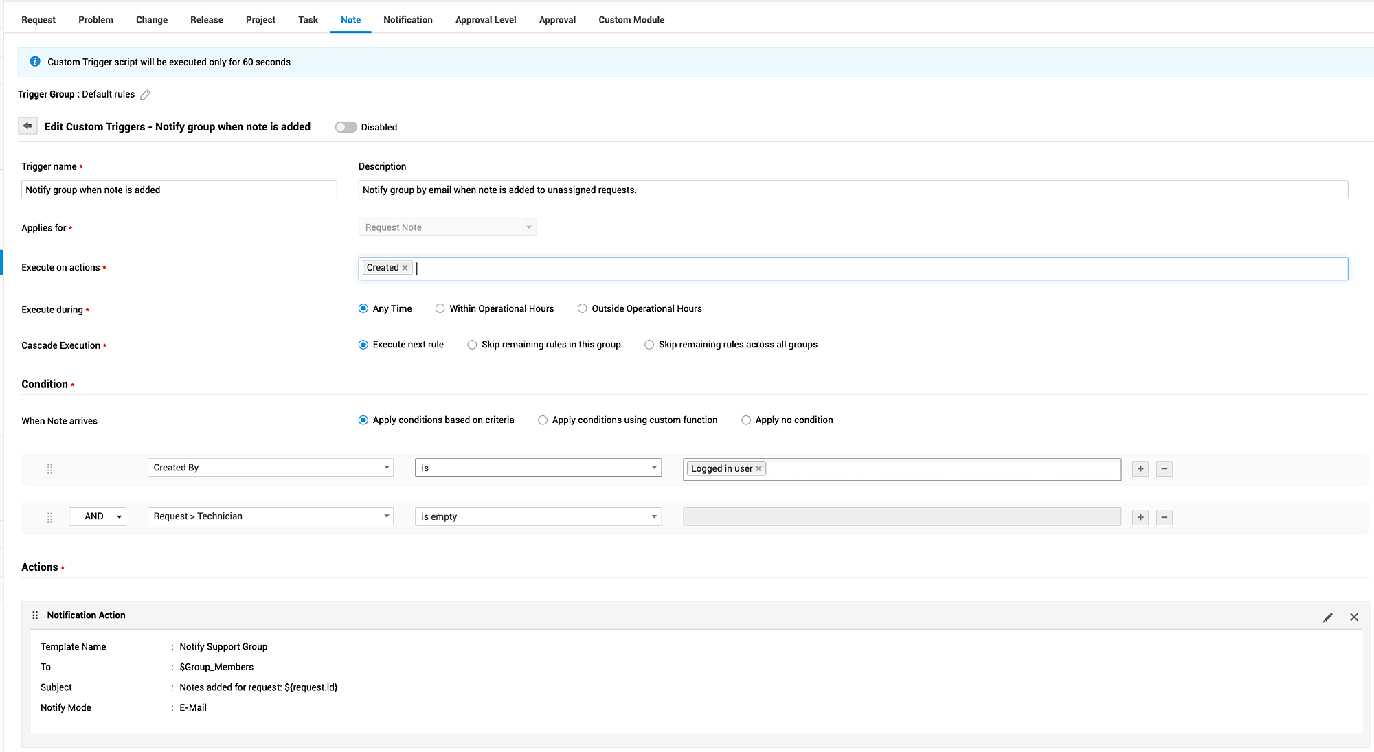 Custom Trigger For Notes 2