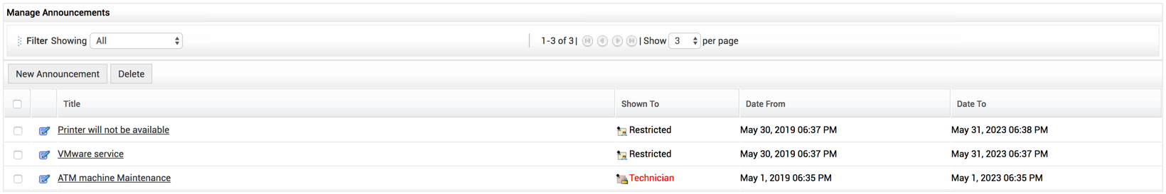 How to add, delete and publish announcements in ServiceDesk Plus MSP