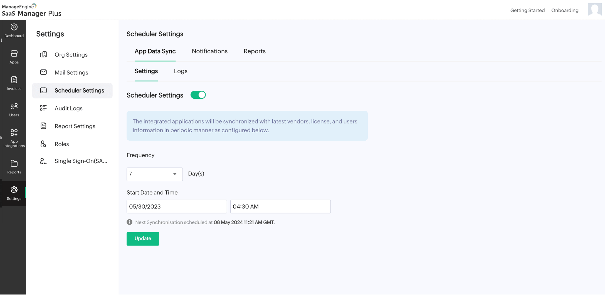 Manageengine Saas Manager Plus Settings