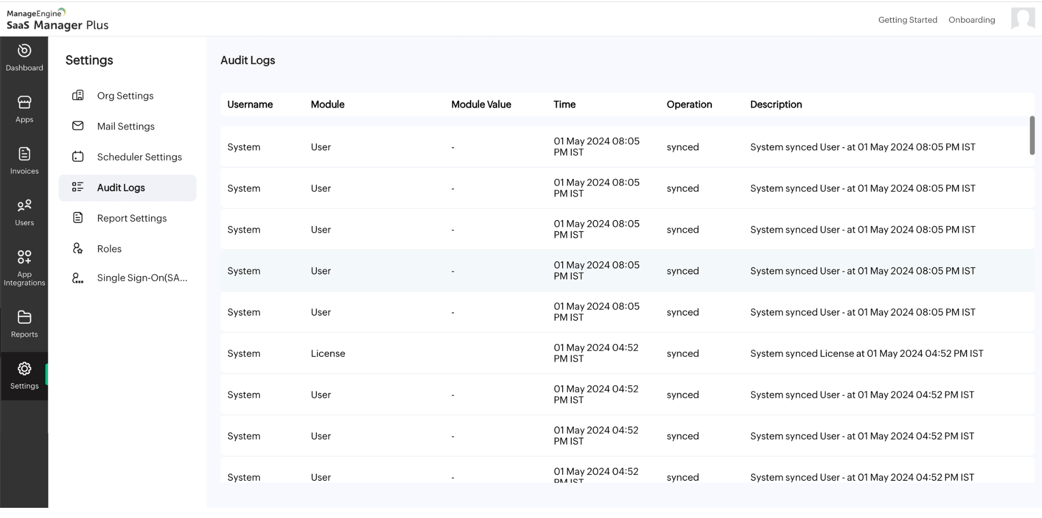 ManageEngine SaaS Manager Plus | Settings