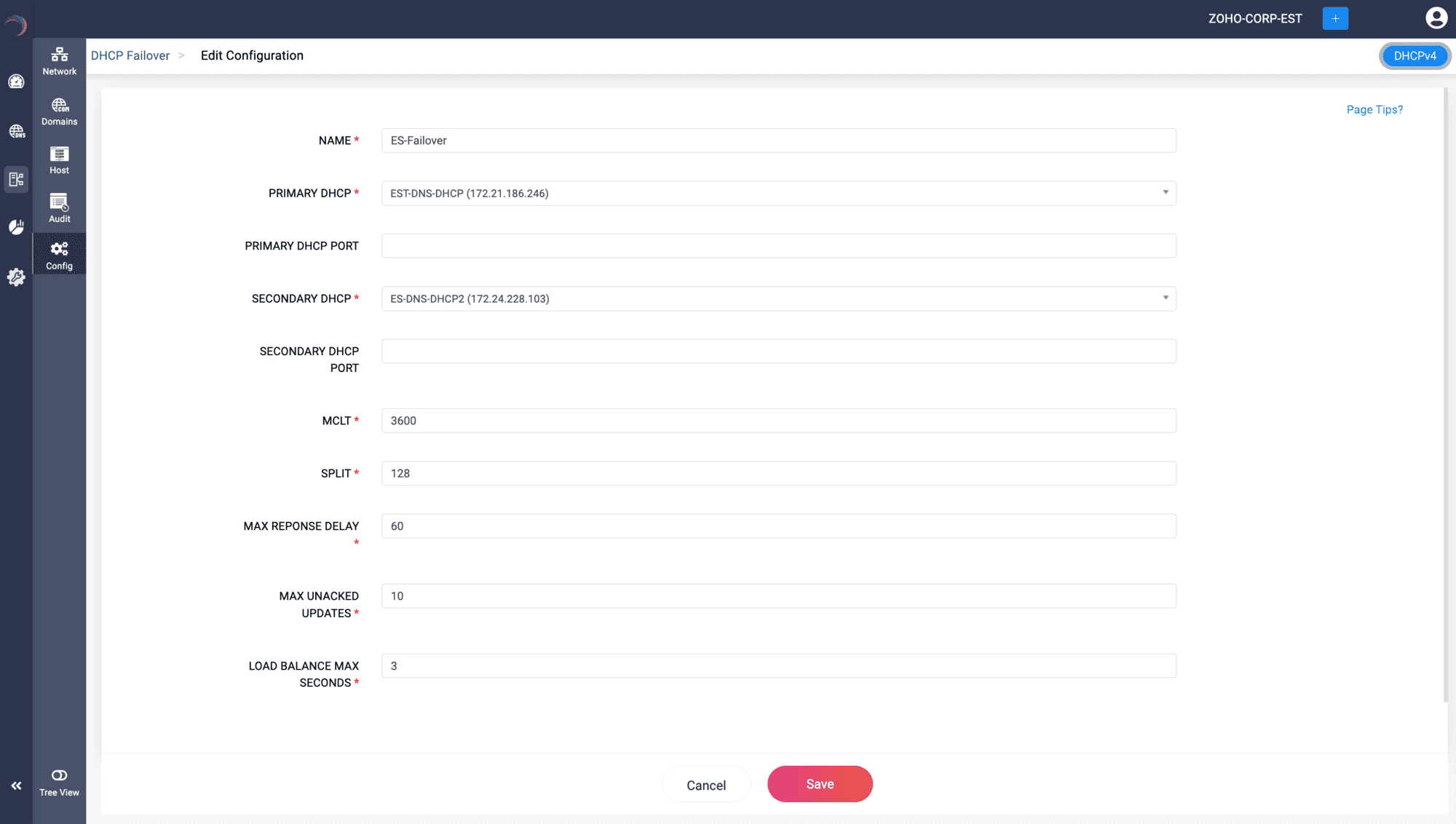 DHCP failover management