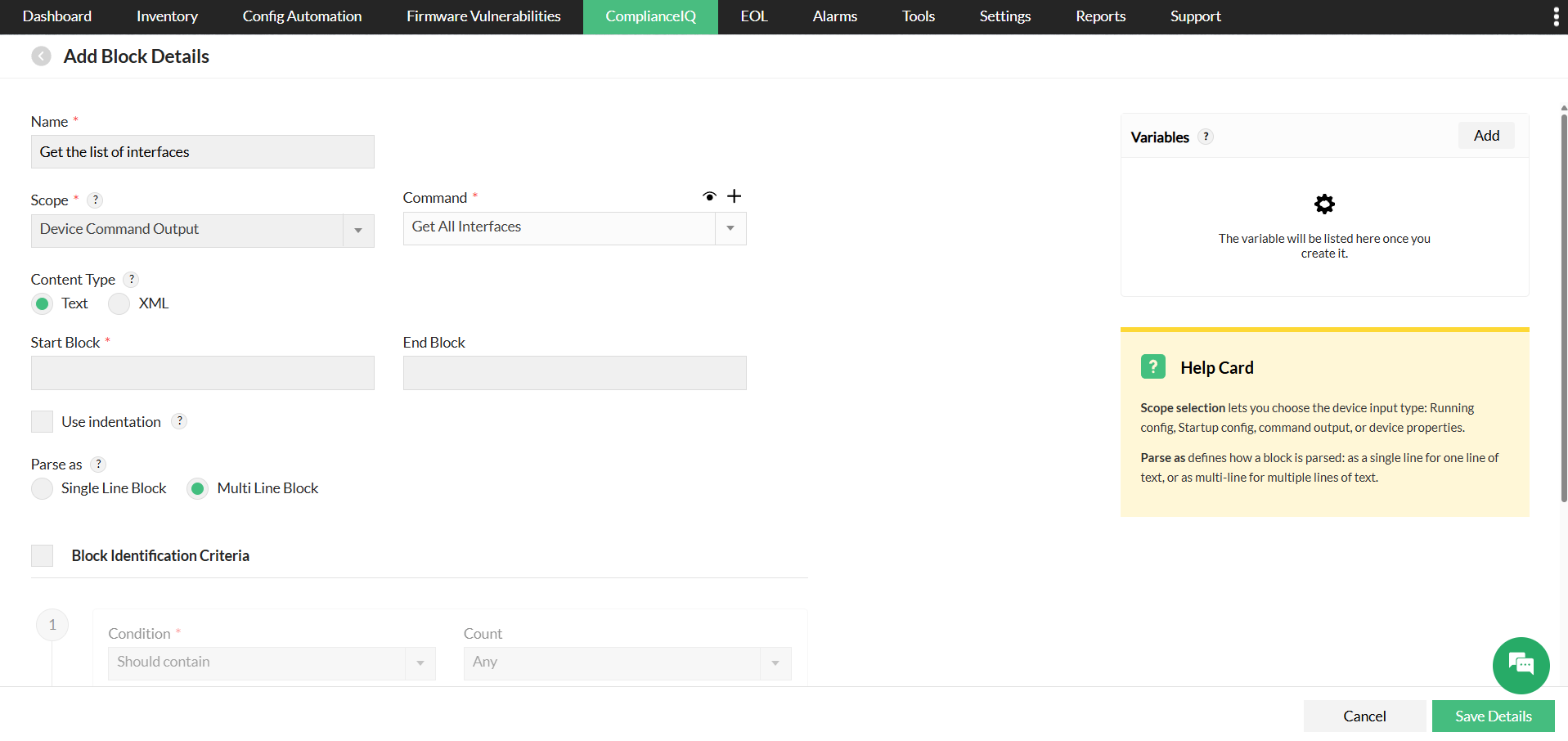 Command Templates in ComplianceIQ | ManageEngine Network Configuration ...