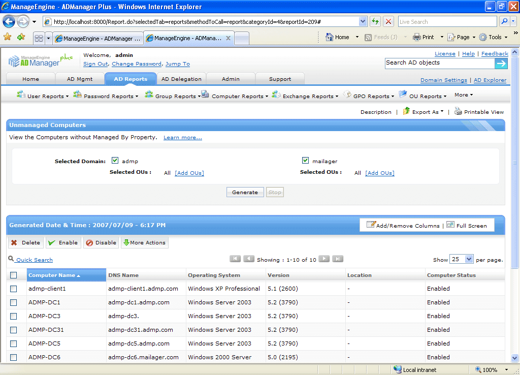 Active Directory, Exchange, Office 365 ve daha fazlasına ilişkin raporlar