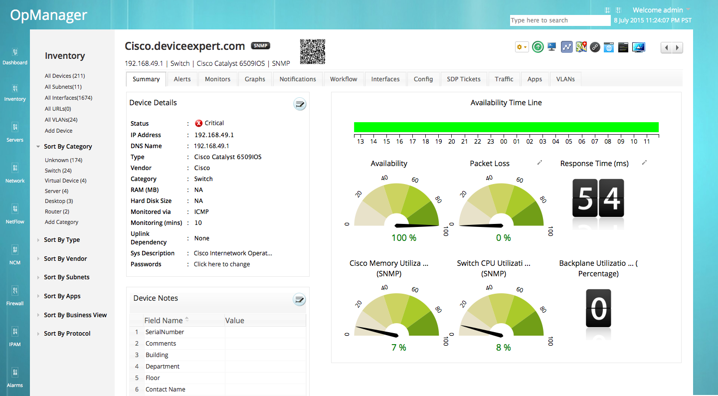 思科監視器| 思科網絡管理 - ManageEngine OpManager