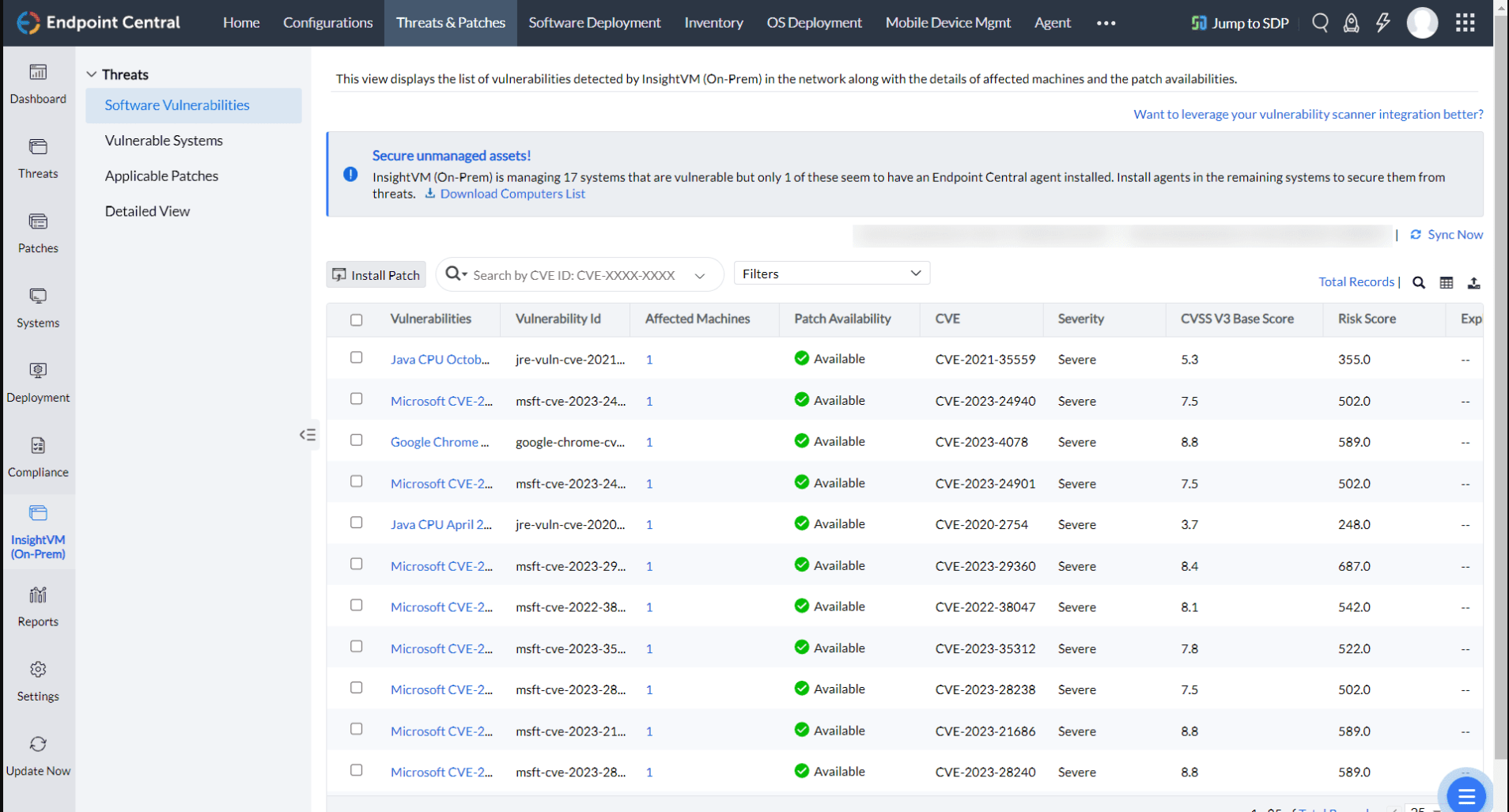 Rapid7 InsightVM On Premises Integration | ManageEngine Endpoint Central